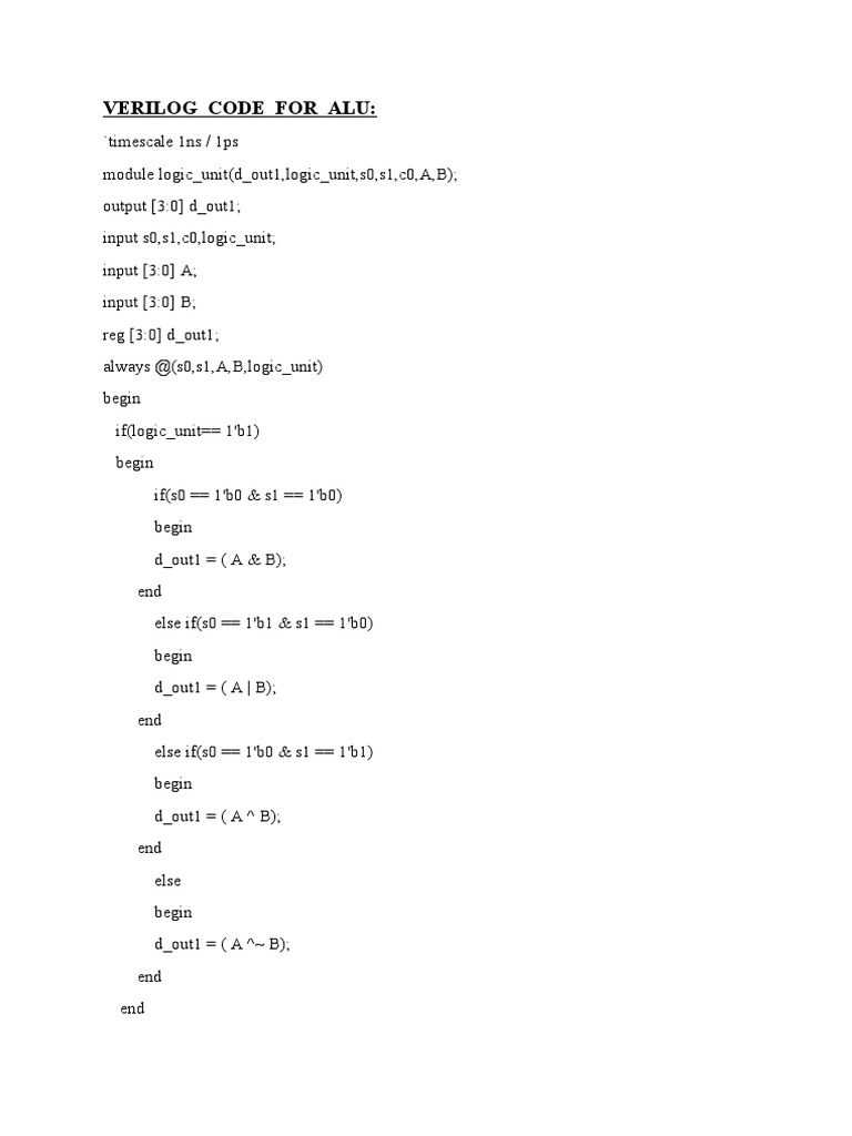 4 Bit Alu Verilog Code - inspiredfasr
