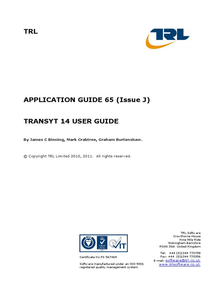 TRANSYT 14 User Guide PDF | PDF | Microsoft Windows | Traffic