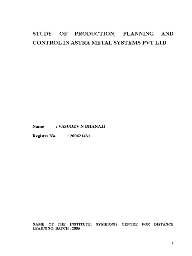 SCDL Project Report | PDF | Production And Manufacturing | Business ...
