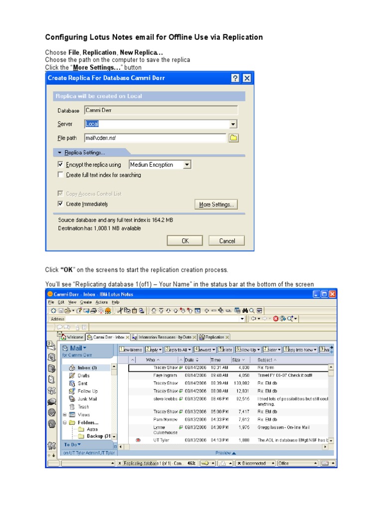 Configuring Lotus Notes Email For Offline Use Via Replication | PDF ...