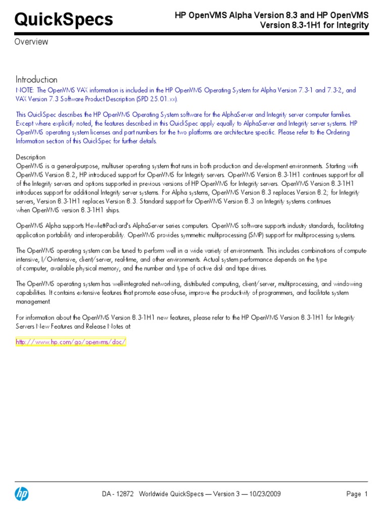 Hp Openvms Alpha Version 83 And Hp Openvms Version 83 1h1 For Integrity Download Free Pdf 