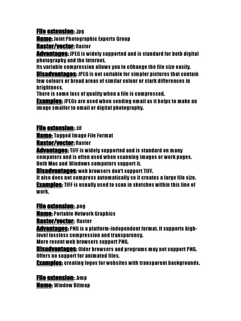 File Format Help Sheet 2 | PDF | Graphic Design | Computer Graphics