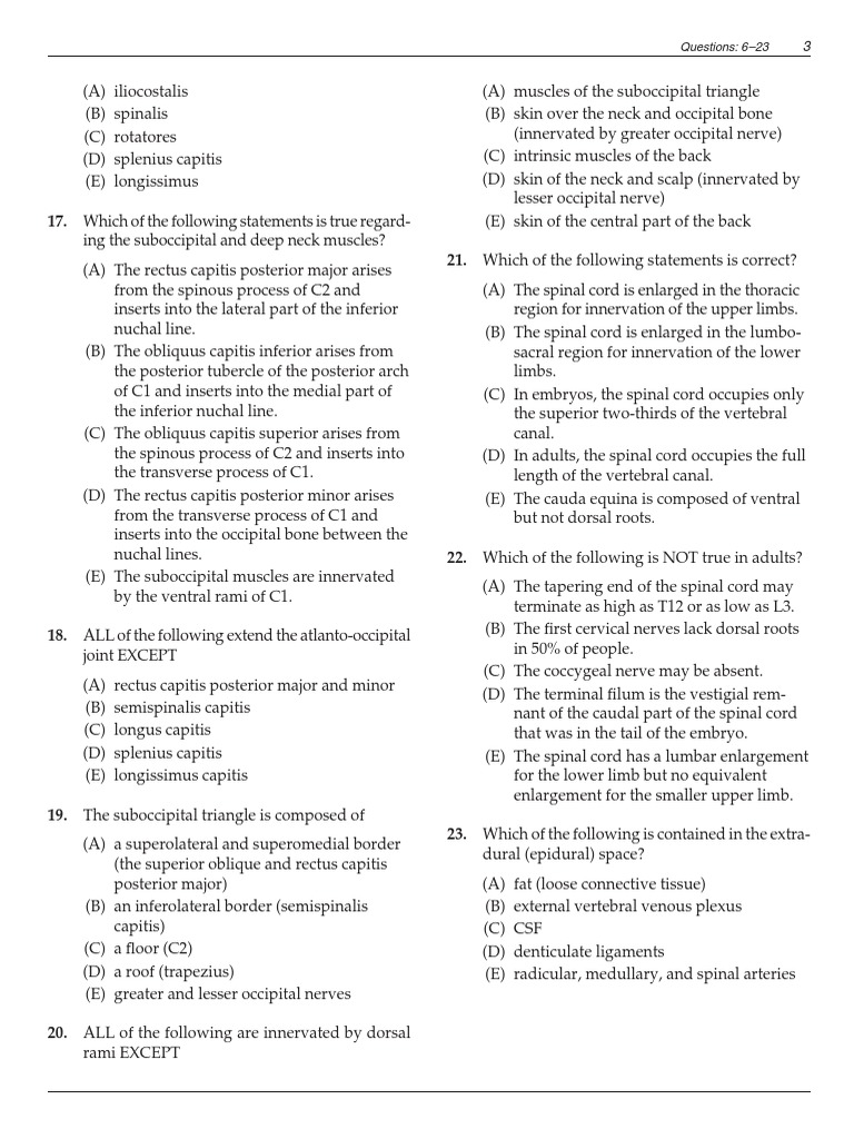 Suboccipital and Deep Neck Muscles MCQ | PDF | Vertebral Column ...