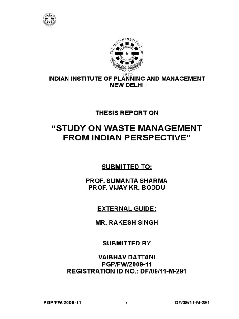 Thesis-Vdattani-Study On Waste Management From Indian Perspective Final ...