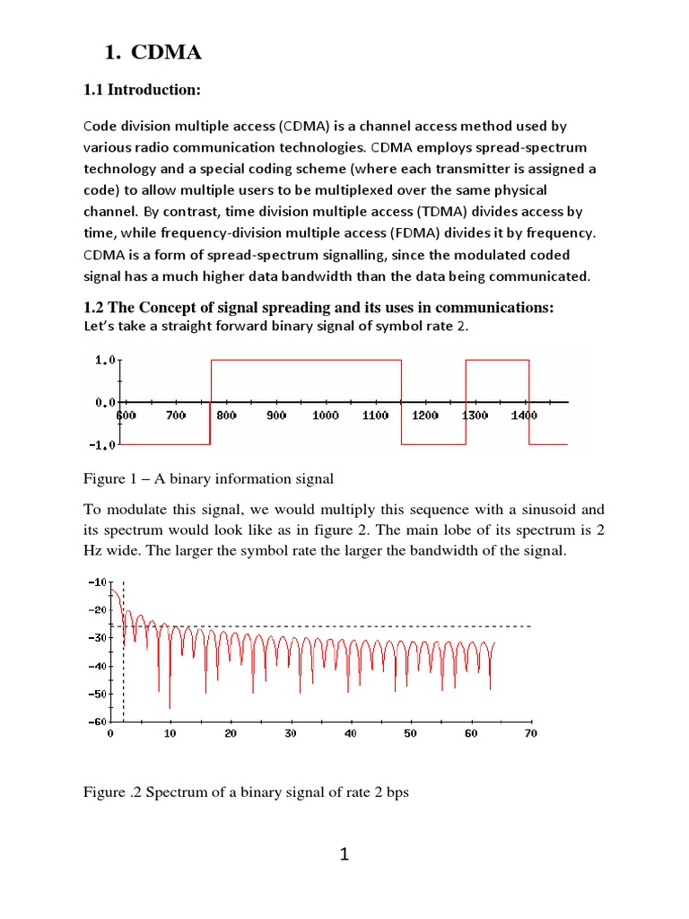 CDMA and Spread Spectrum Techniques Explained | PDF | Code Division Multiple Access | Channel ...