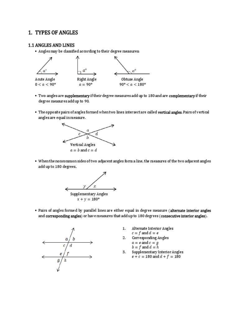 Types of Angles | PDF