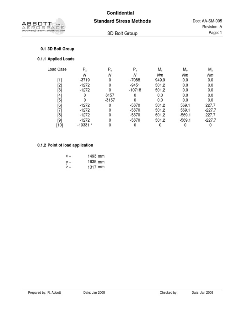 Confidential Standard Stress Methods Loads Analysis 3D Bolt Group | PDF ...