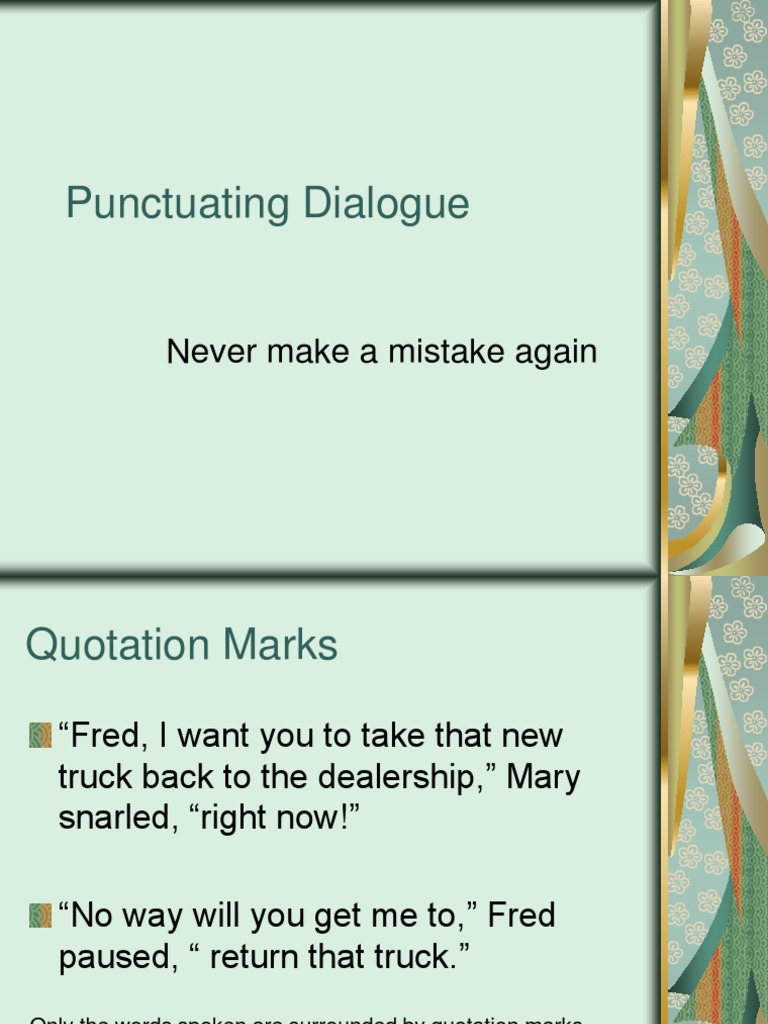 Mastering Dialogue Punctuation Rules | PDF | Language Arts & Discipline ...