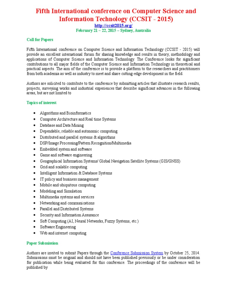 Fifth International Conference On Computer Science And Information