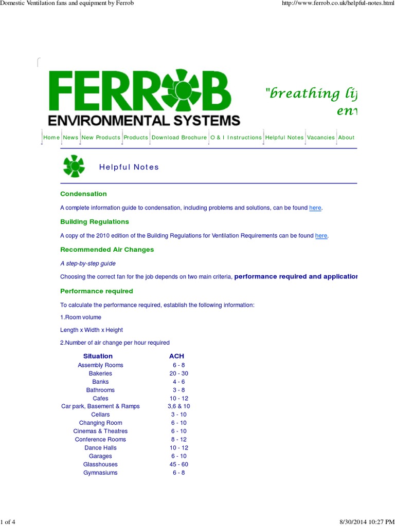 Domestic Ventilation Fans and Equipment by Ferrob PDF | PDF ...