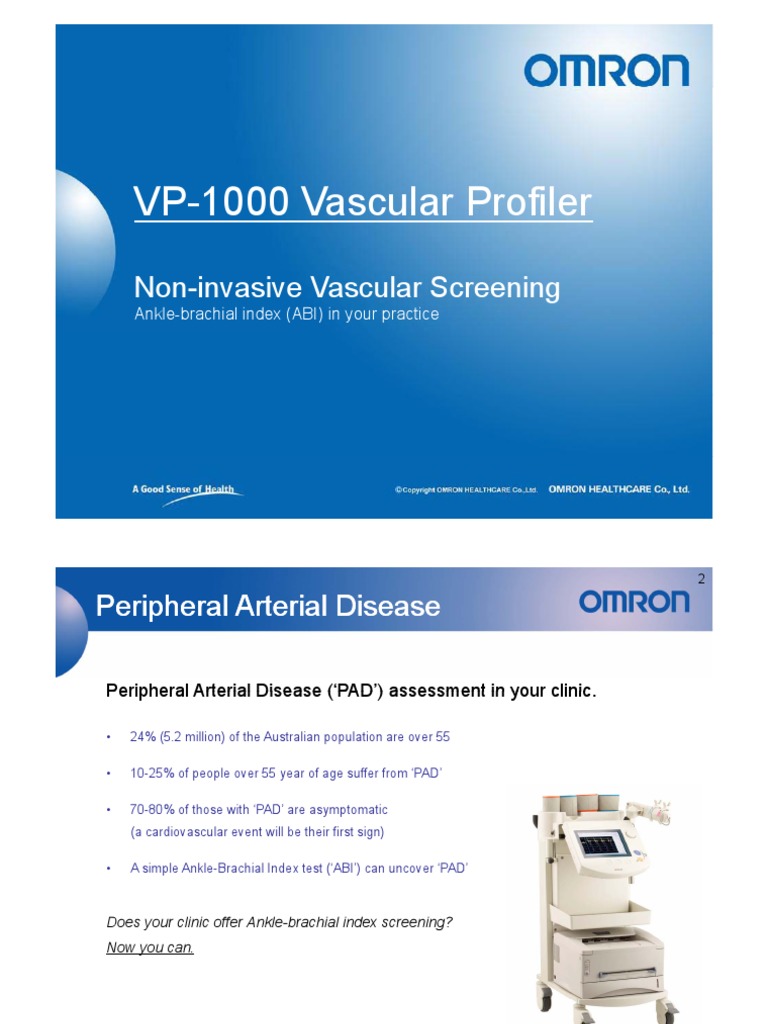 Omron VP-1000 ABI Vascular Screening | PDF | Blood Pressure | Pulse