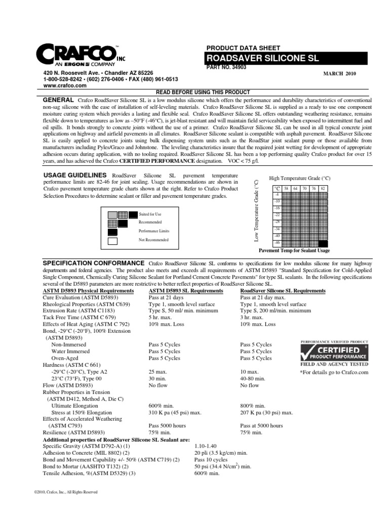 Roadsaver Silicone SL | PDF | Silicone | Road Surface