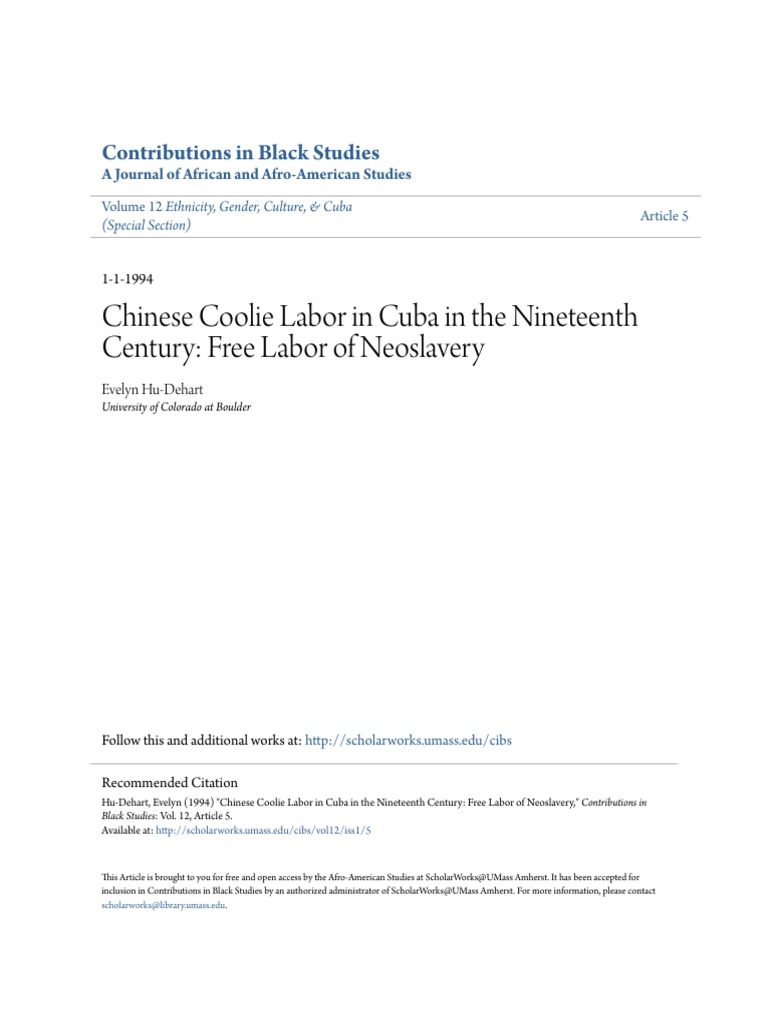 Chinese Coolie Labor in Cuba in The Nineteenth Century PDF | Download ...