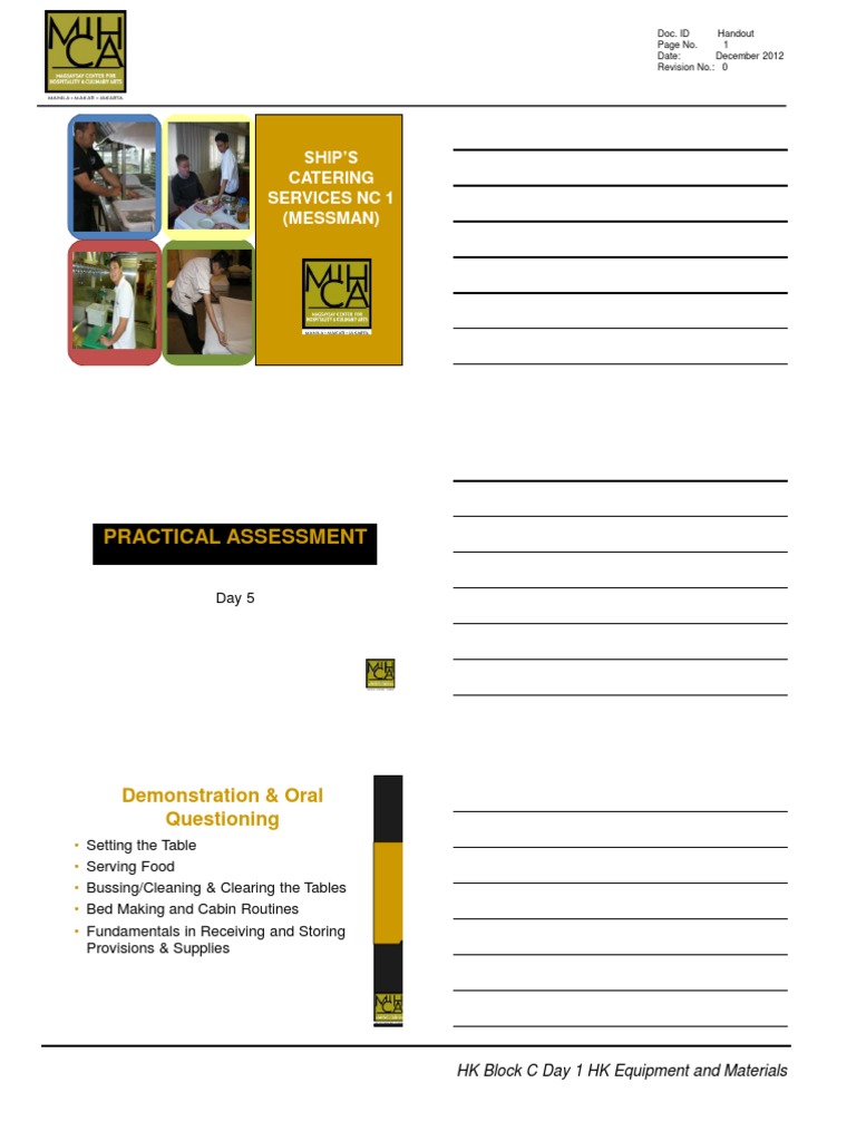 Ship Catering Practical Assessment | PDF | Career & Growth