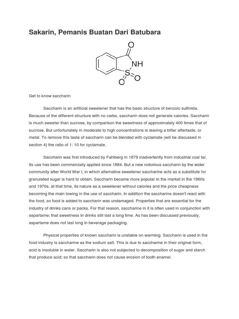 Sakarin, Pemanis Buatan Dari Batubara | Download Free PDF | Sugar ...