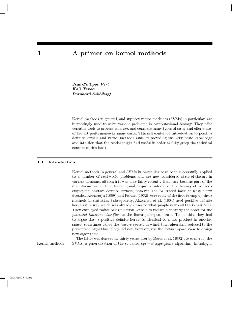 A Primer On Kernel Methods PDF | PDF | Support Vector Machine | Principal Component Analysis