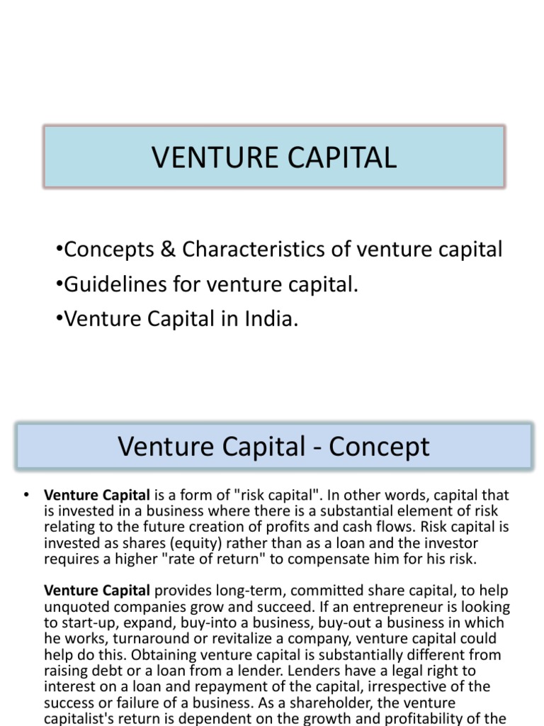 Understanding the History, Concepts, and Role of Venture Capital in ...