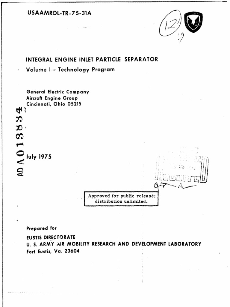 Integral Engine Inlet Particle Separator | PDF | Engines | Transmission (Mechanics)