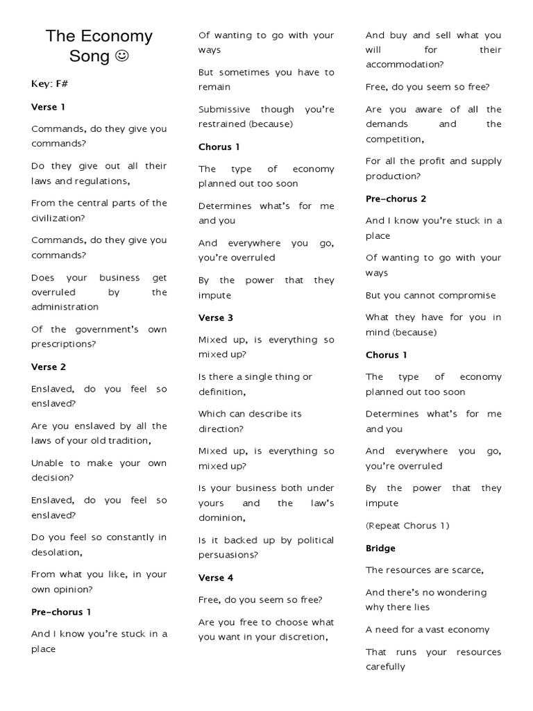 The Economy Song | PDF | Song Structure | Economics