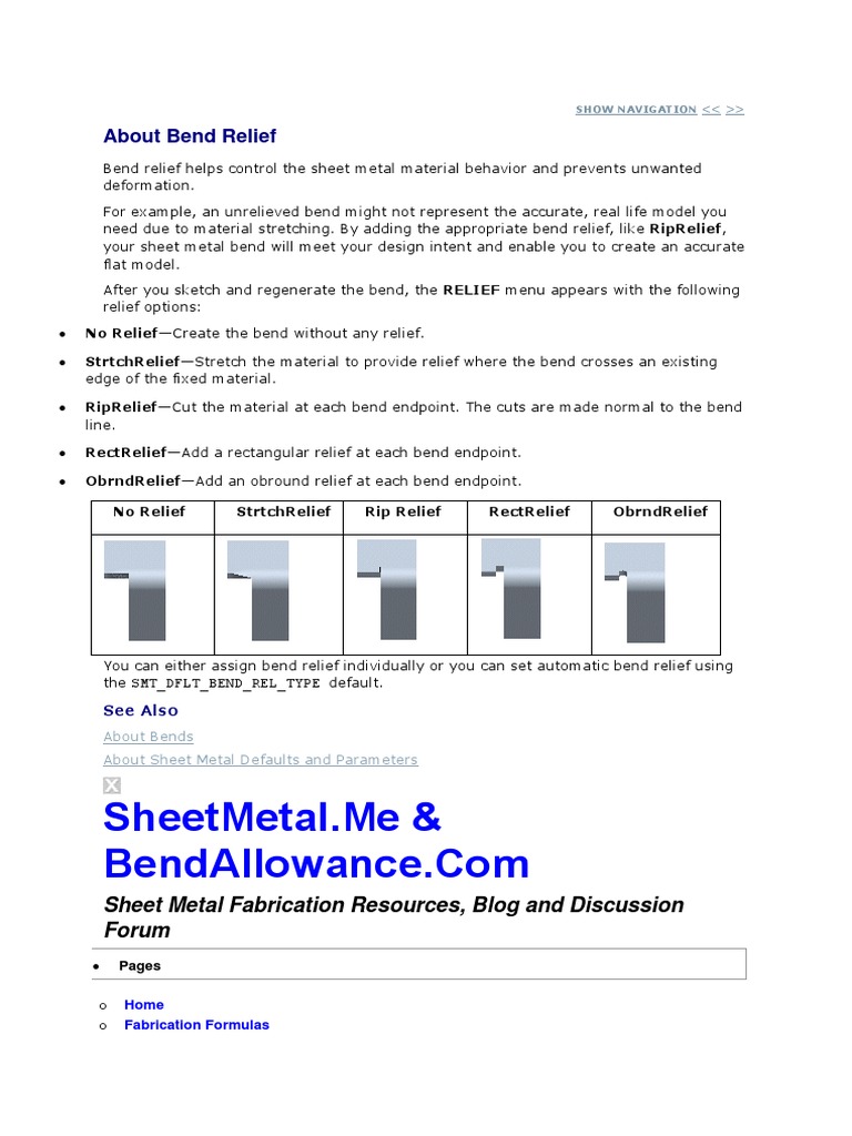 Sheet Metal Bend Relief | PDF | Sheet Metal | Production And Manufacturing