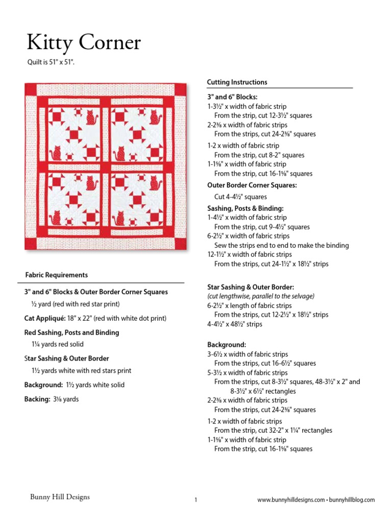 Kitty Corner Quilt Pattern Guide | PDF | Quilt | Clothing Industry
