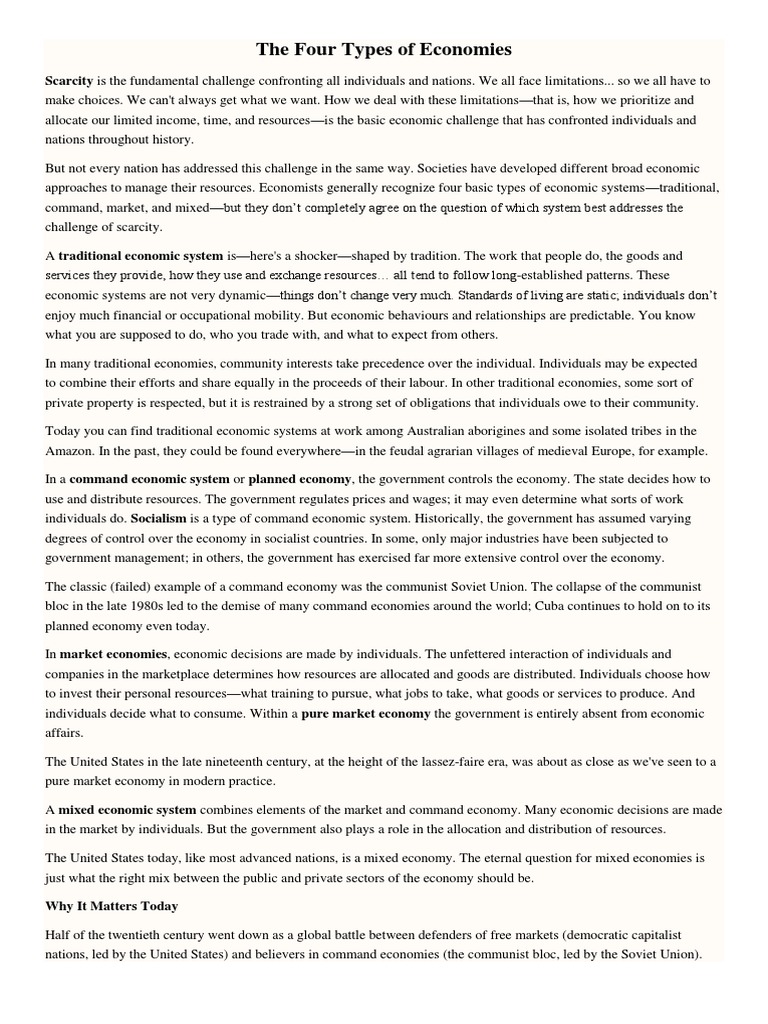 The Four Types of Economies | Download Free PDF | Economic System ...