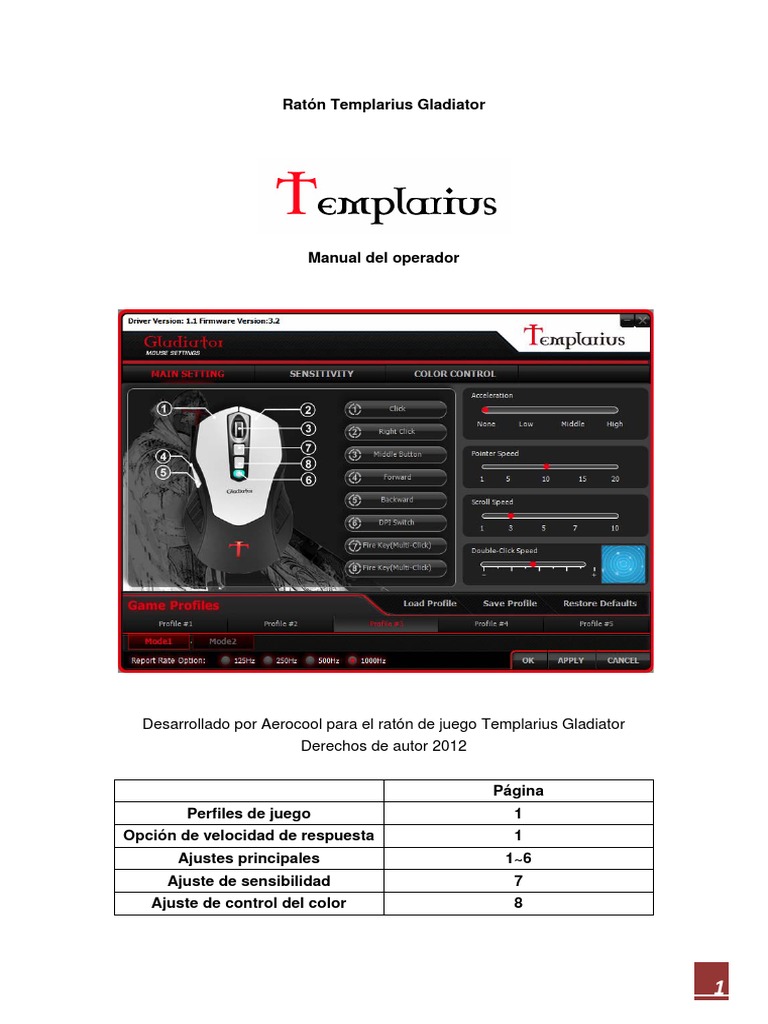 Manual de Instrucciones Ratón Templarius Gladiator en Español | PDF | Point and Click | Ventana ...