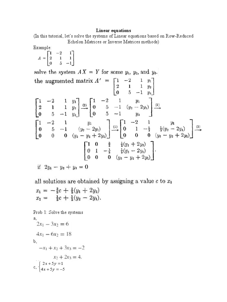 (In This Tutorial, Let's Solve The Systems of Linear Equations Based On ...