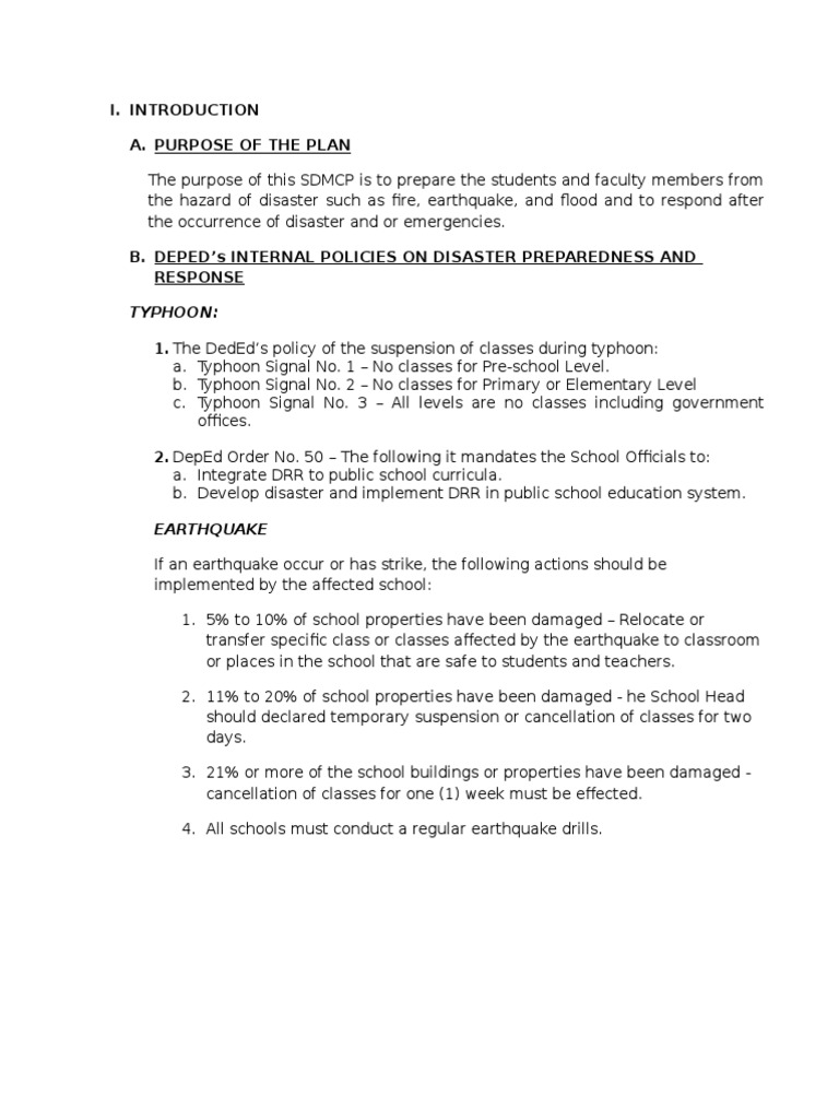 Disaster Plan (School Level) | Emergency Management | Disasters