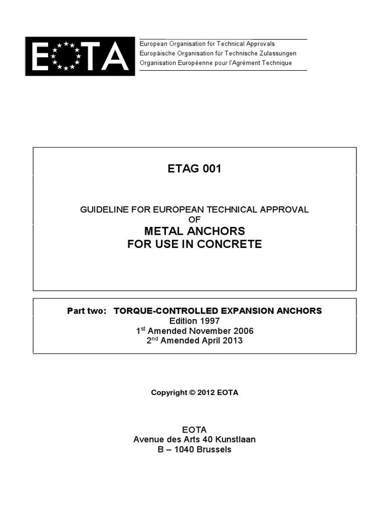 Etag 001 Part 2 Torque Controlled Expansion Anchors Amended 2013-04-08 ...