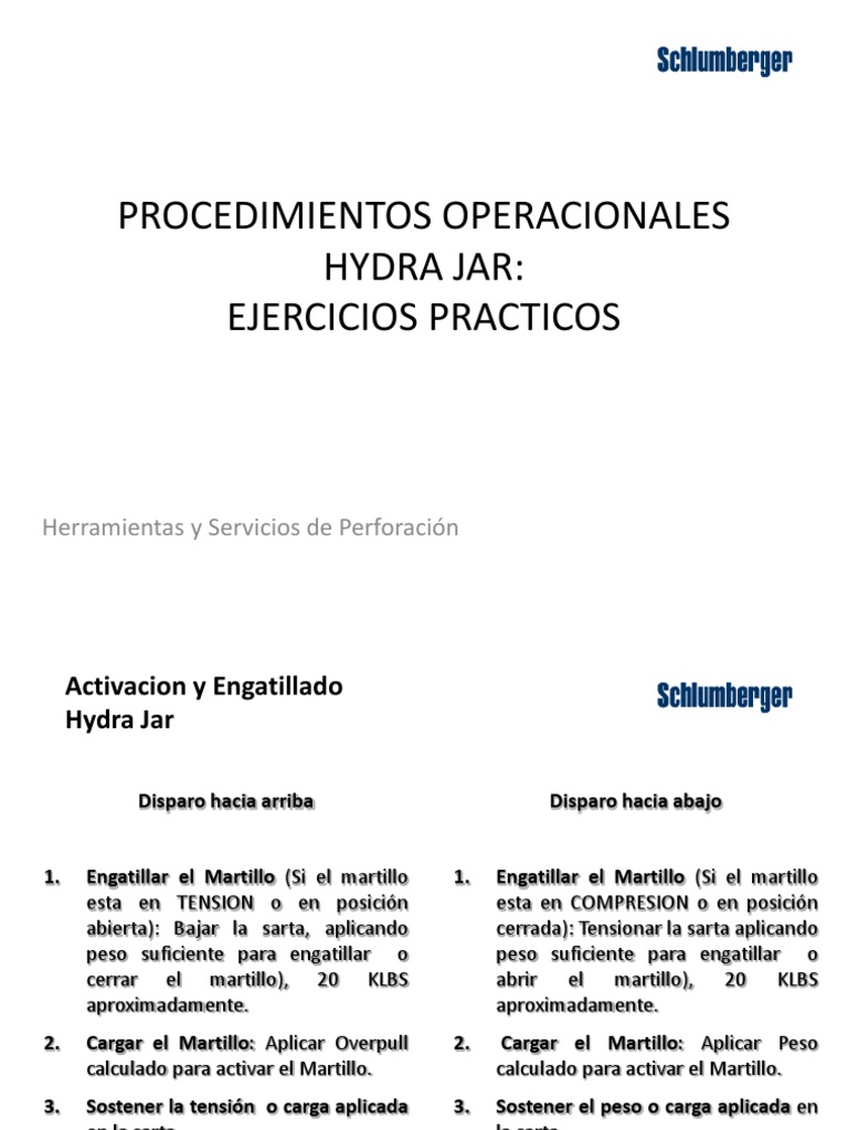 Procedimientos Operacionales Ejercicios Practicos Hydra Jar | PDF ...