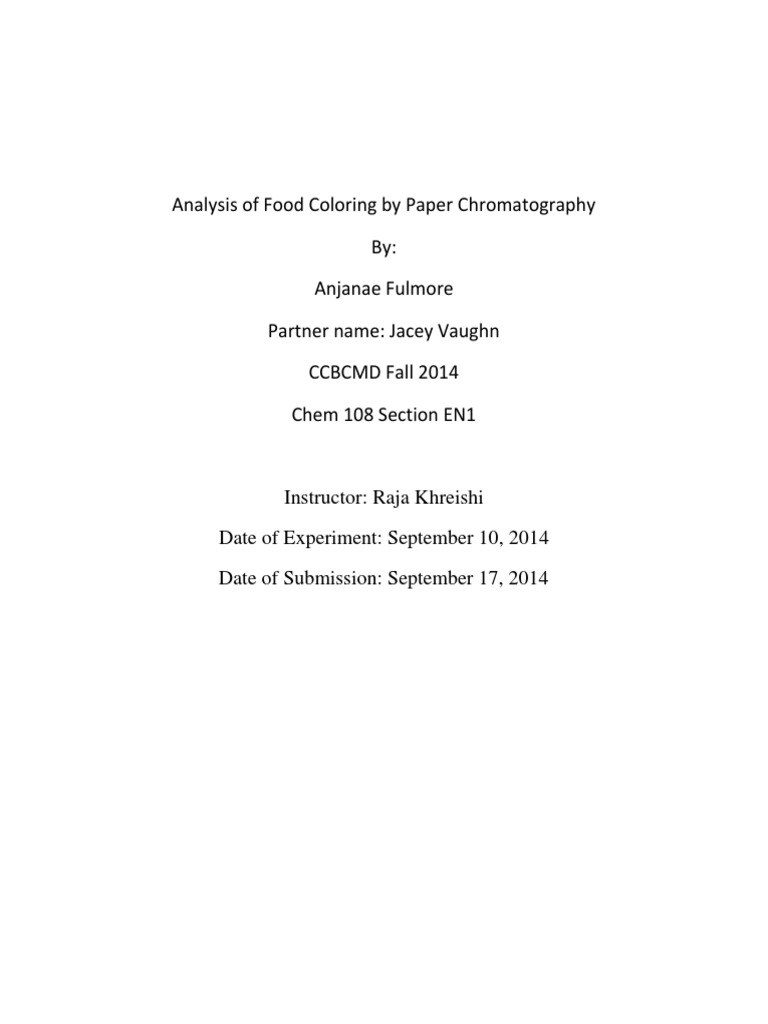 Food Dye Analysis via Paper Chromatography | PDF | Chromatography ...