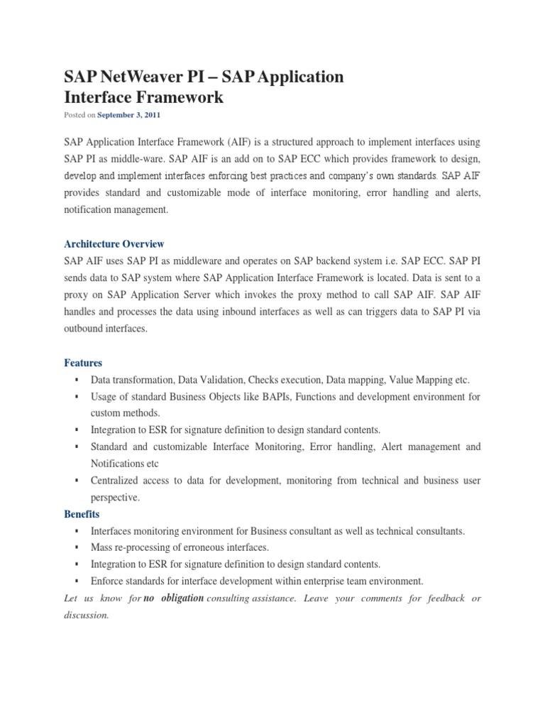 Sap Netweaver Pi Sap Aif Application Interface Framework Pdf 3209