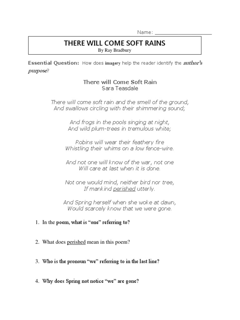 Soft Rains Poem | PDF