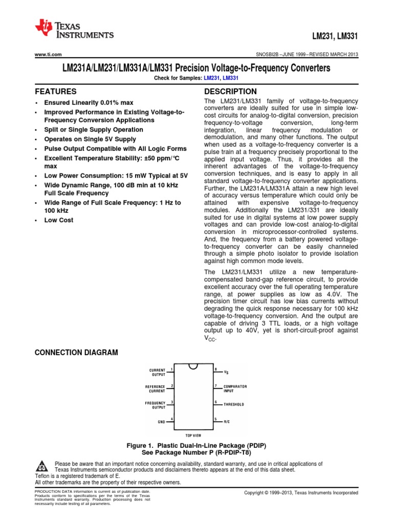 lm331 PDF | PDF | Operational Amplifier | Computer Engineering