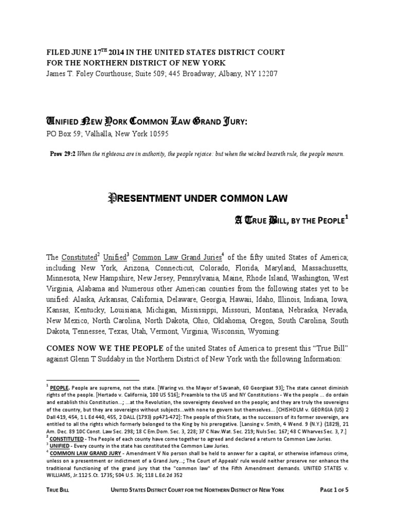 True-Bill Common Law Grand Juries Filing | PDF | U.S. State | Natural ...