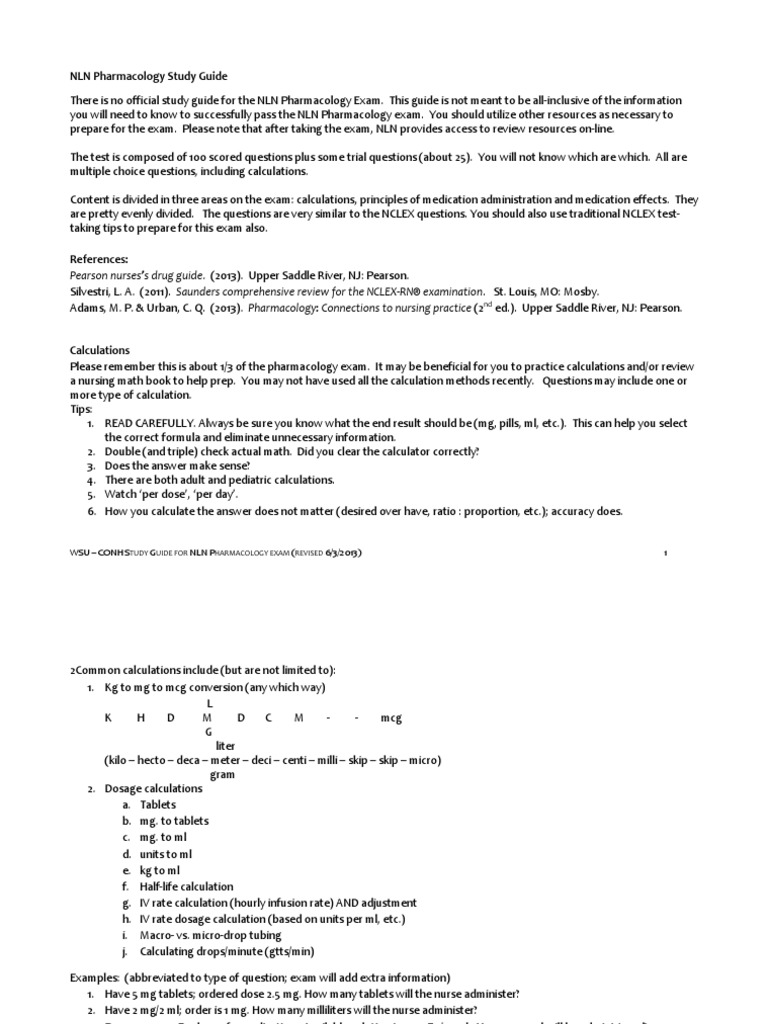 NLN Pharmacology Study Guide | PDF | Hepatitis | Hepatitis B