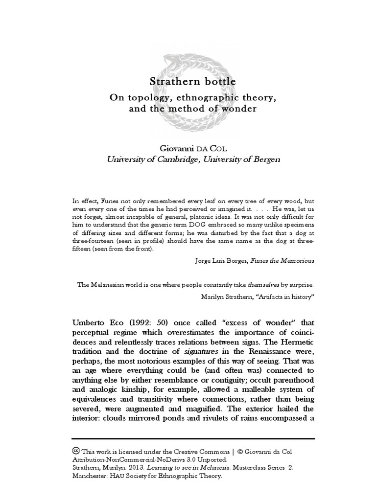 DA COL, Giovanni. On Topology, Ethnographic Theory, and The Method of ...