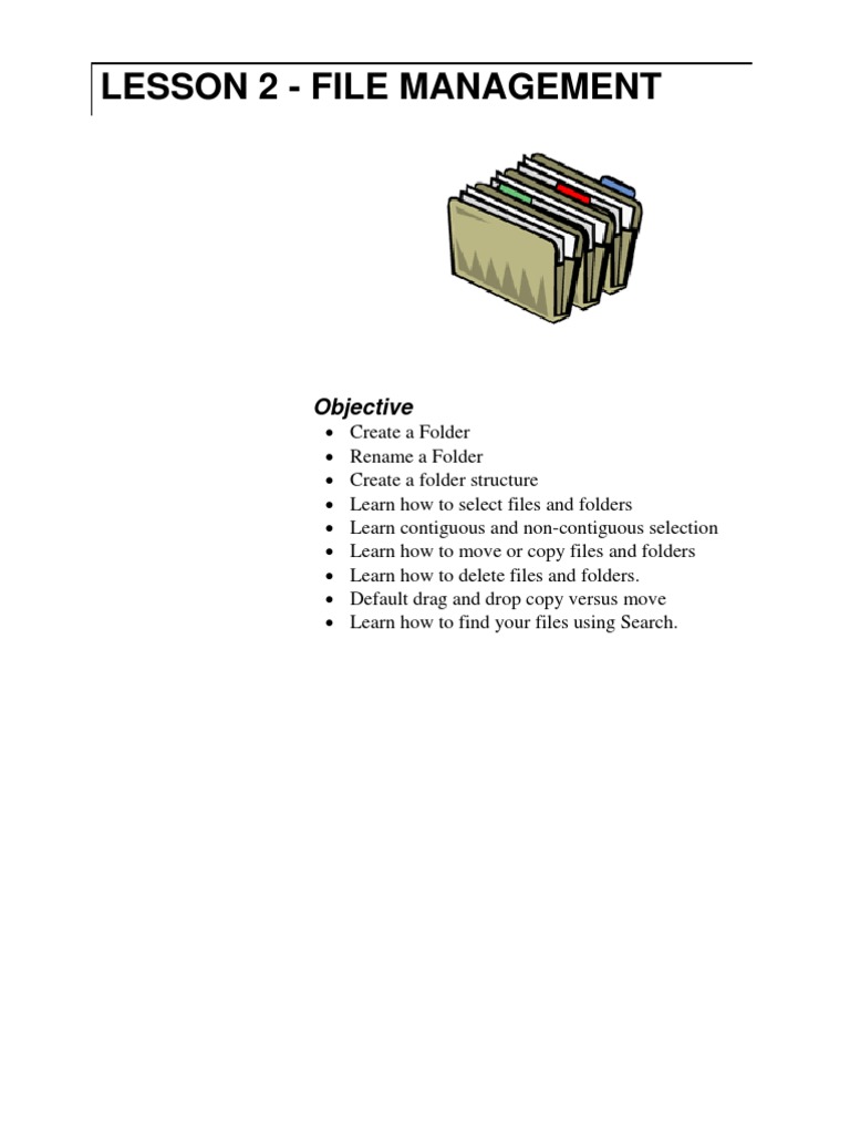 Windows File Management Lesson 2 - Files Management | PDF | Computer ...