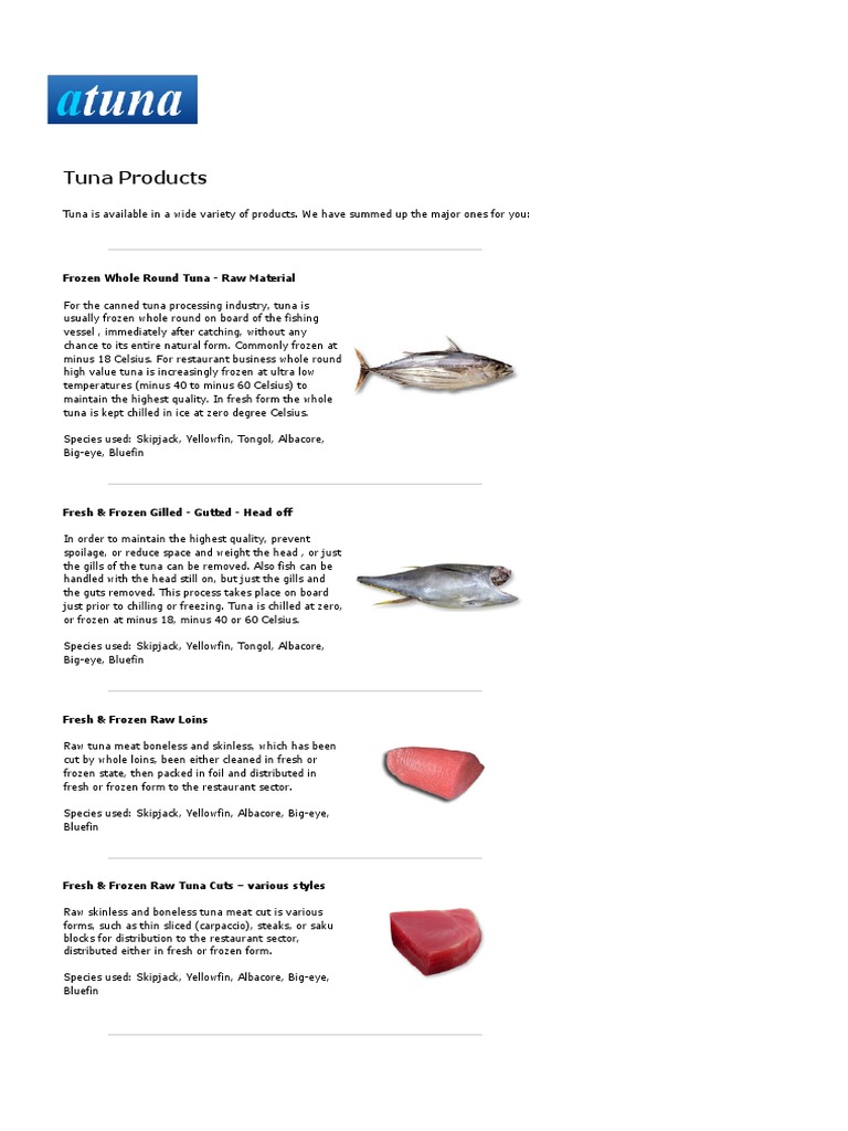 Tuna Products PDF | Download Free PDF | Tuna | Food And Drink