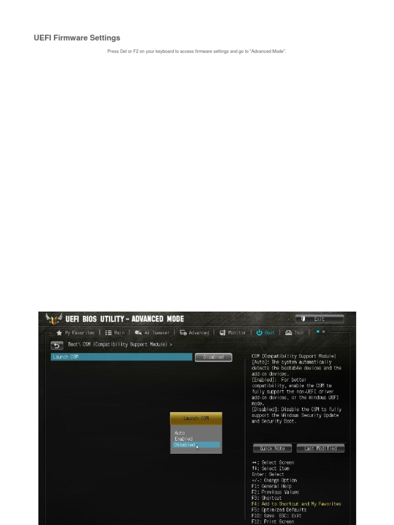UEFI Firmware Settings | Booting | Office Equipment