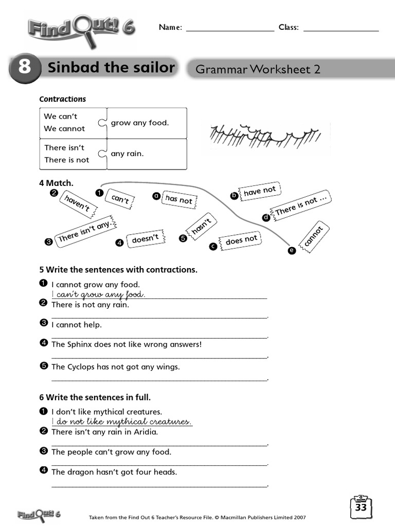 Sinbad The Sailor: Grammar Worksheet 2 | PDF | Legendary Creatures