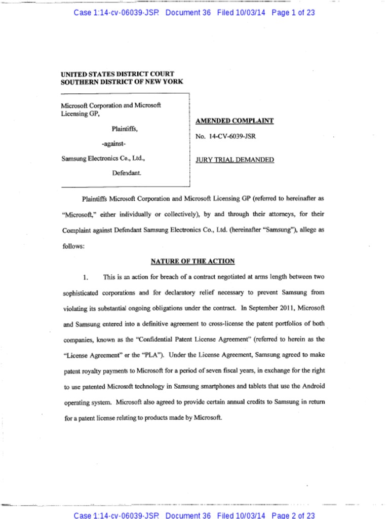 Microsoft Complaint Case Overview | PDF | Complaint | Document