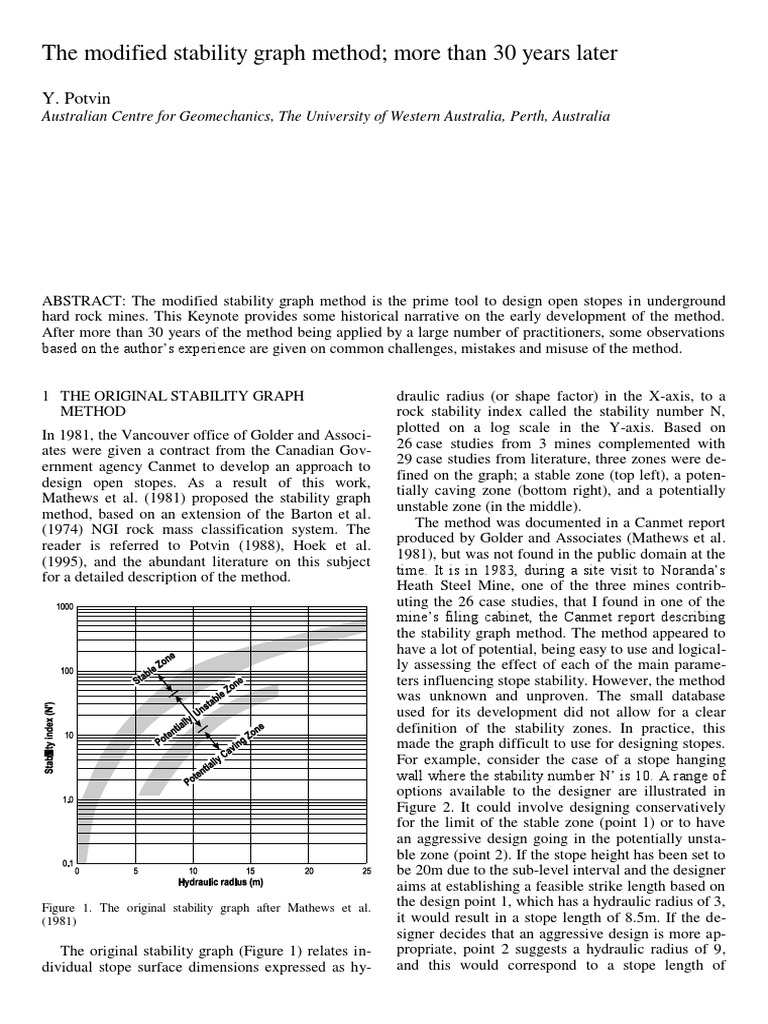 The Modified Stability Graph Method, More Than 30 Years Later - Potvin.2014 PDF | Download Free ...
