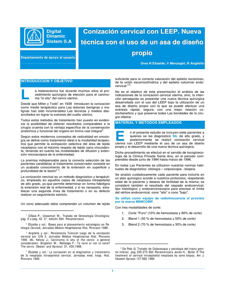 Nueva Técnica de Conización Cervical | PDF | Cirugía | Ciencias de la Salud