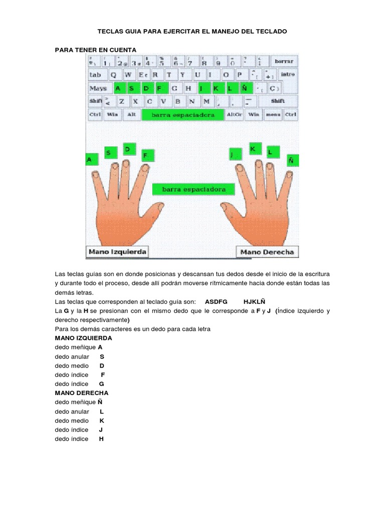 Teclas Guia para Ejercitar El Manejo Del Teclado | PDF
