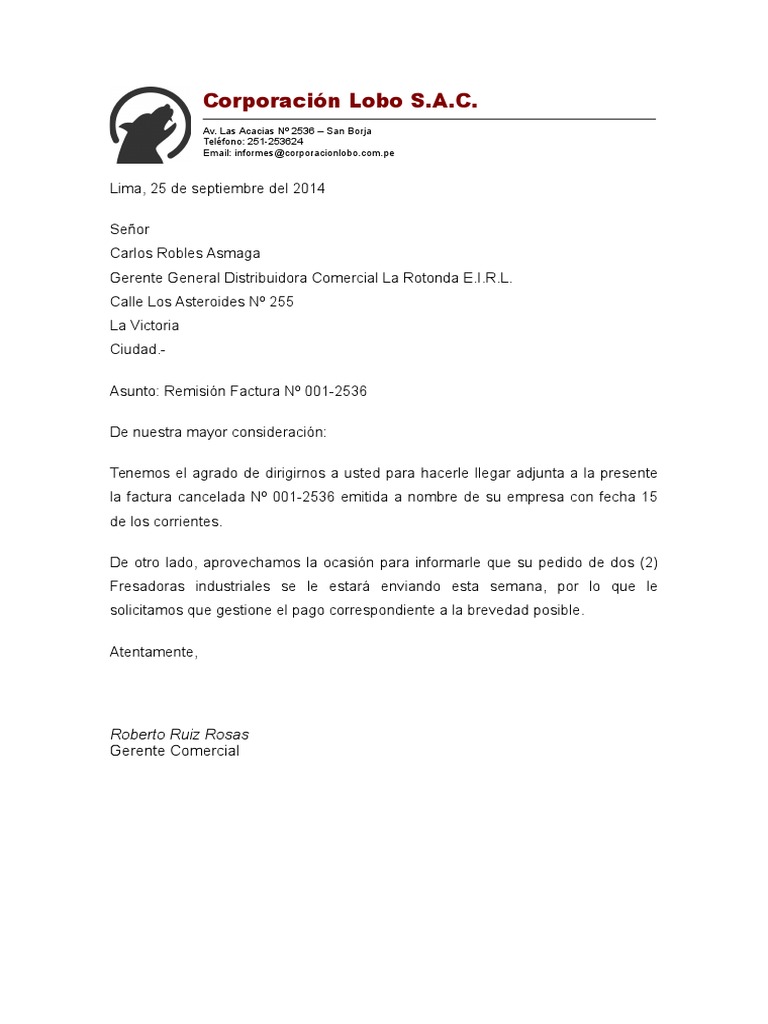 Modelo de Carta Comercial Estilo Bloque Extremo (TodoDocumentos - Info)