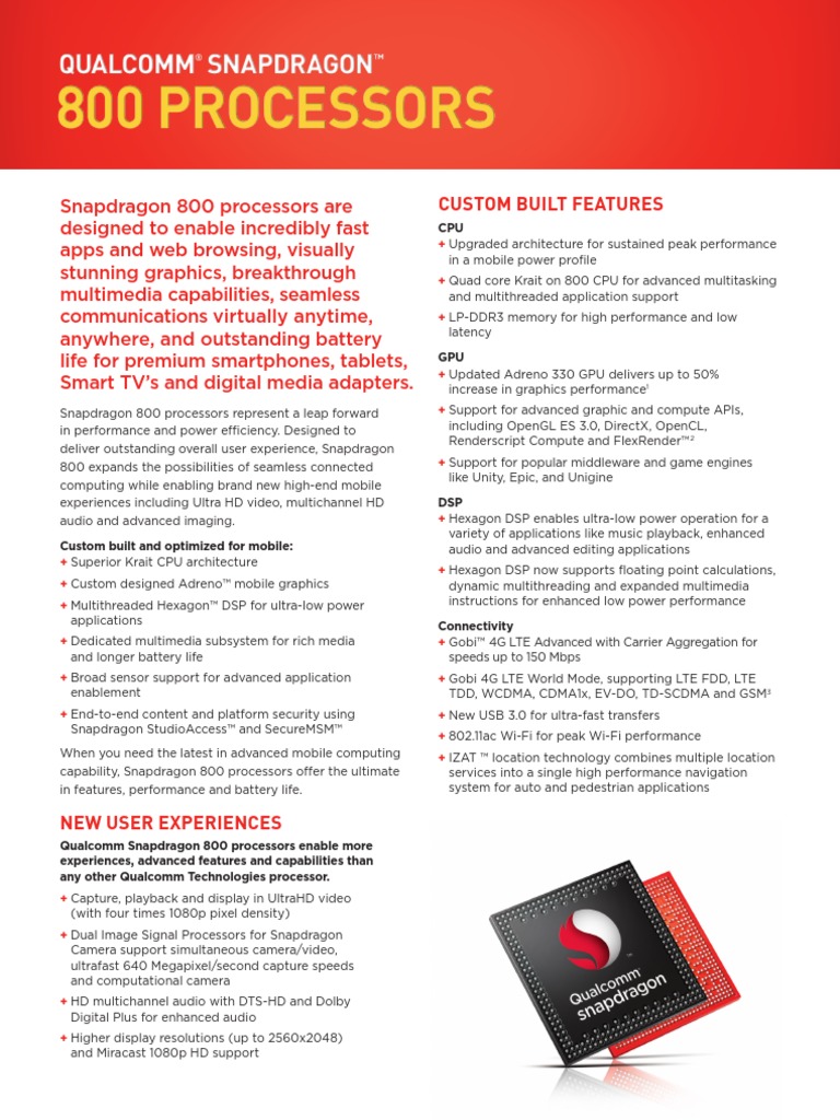 Qualcomm Snapdragon 800 Product Brief | PDF