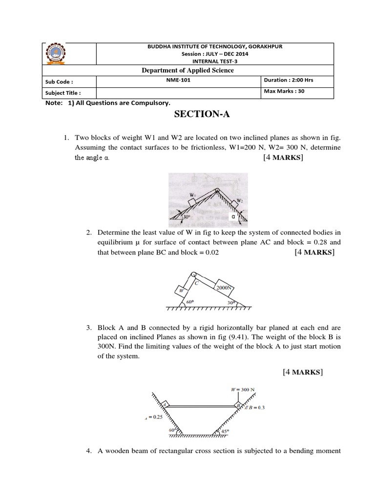Engineering Mechanics Exam | PDF