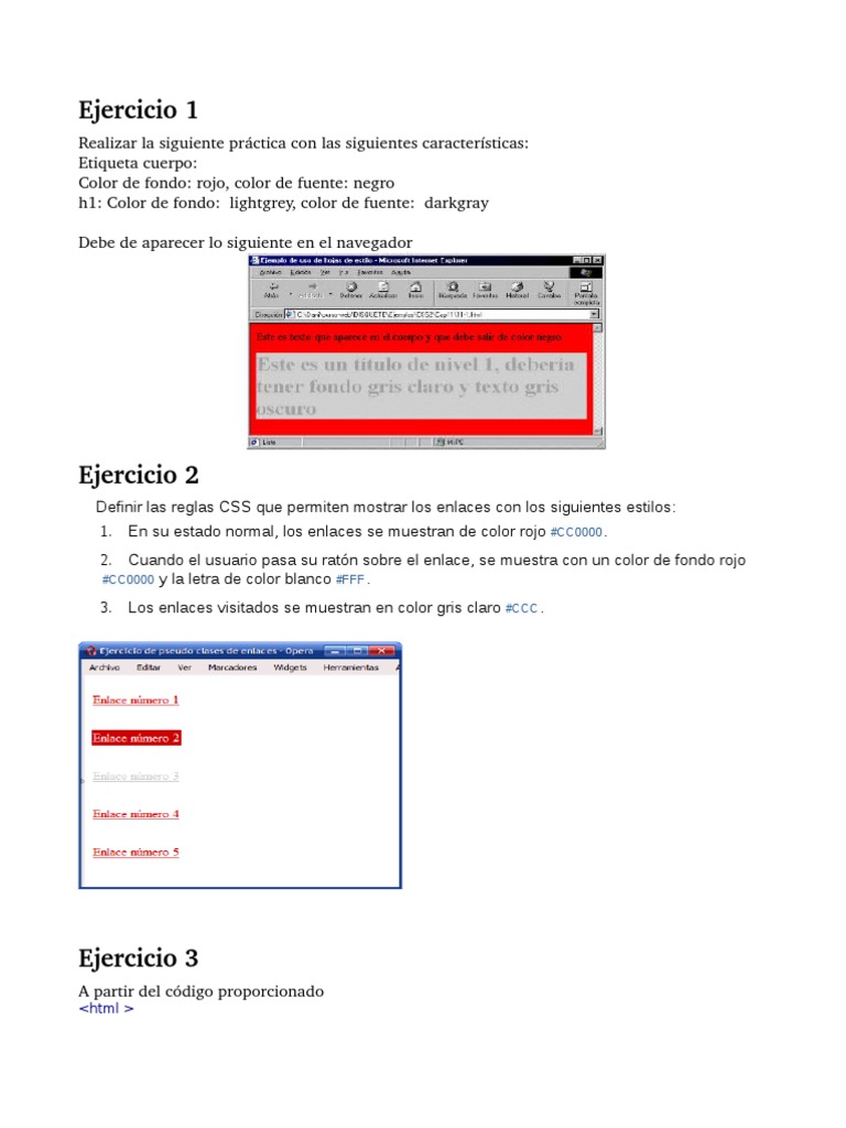 Ejercicios CSS para Estudiantes | PDF | Hojas de estilo en cascada | Color